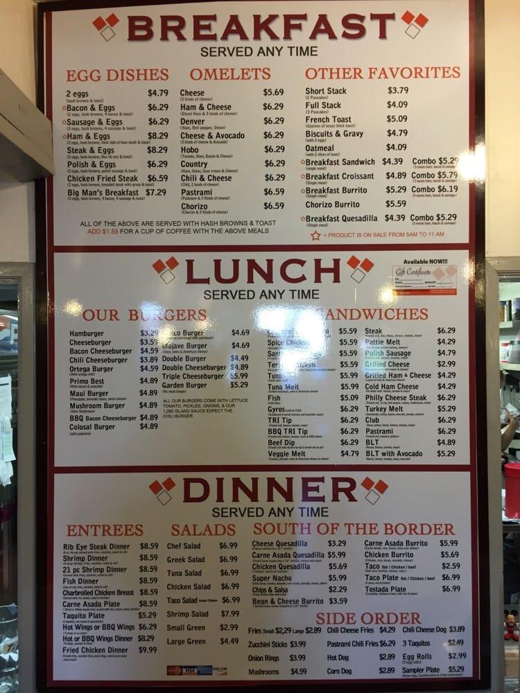 Menu at Primo Burgers restaurant, Tehachapi
