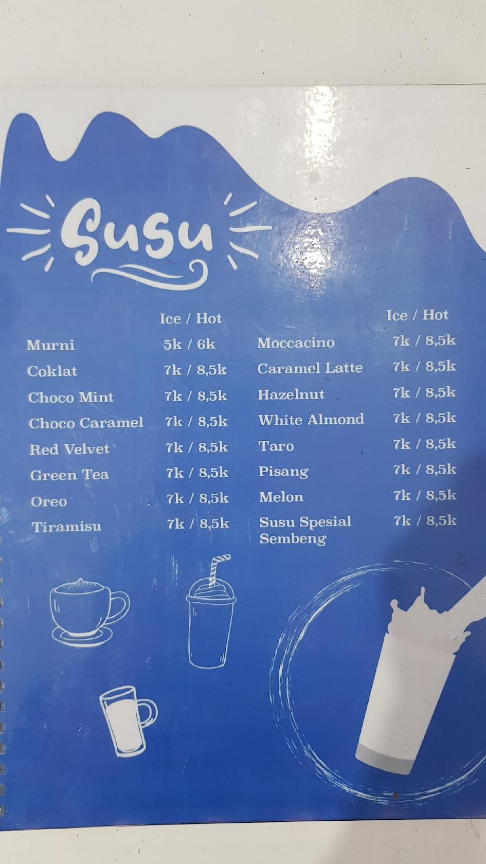 Menu at Susu Segar & Roti Bakar Si Sembeng restaurant, Ngawi