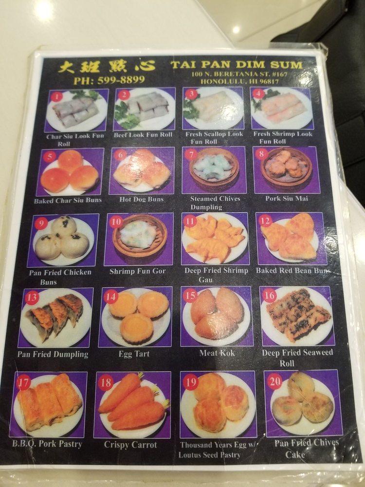 Menu at Tai Pan Dim Sum restaurant, Honolulu