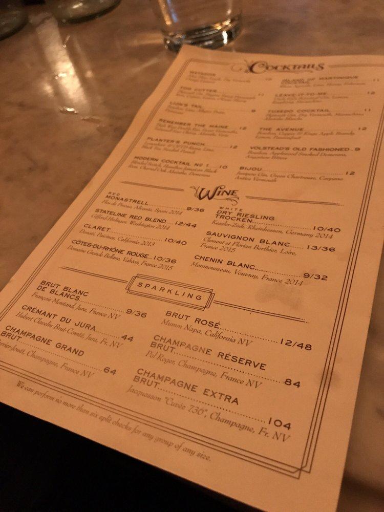 Menu at Volstead's Emporium pub & bar, Minneapolis