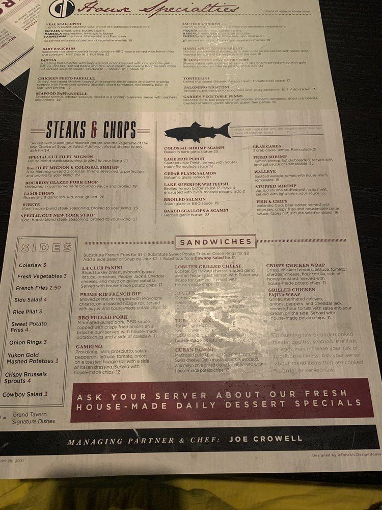 Menu at Grand Tavern Troy pub & bar, Troy, 1317 Coolidge Hwy