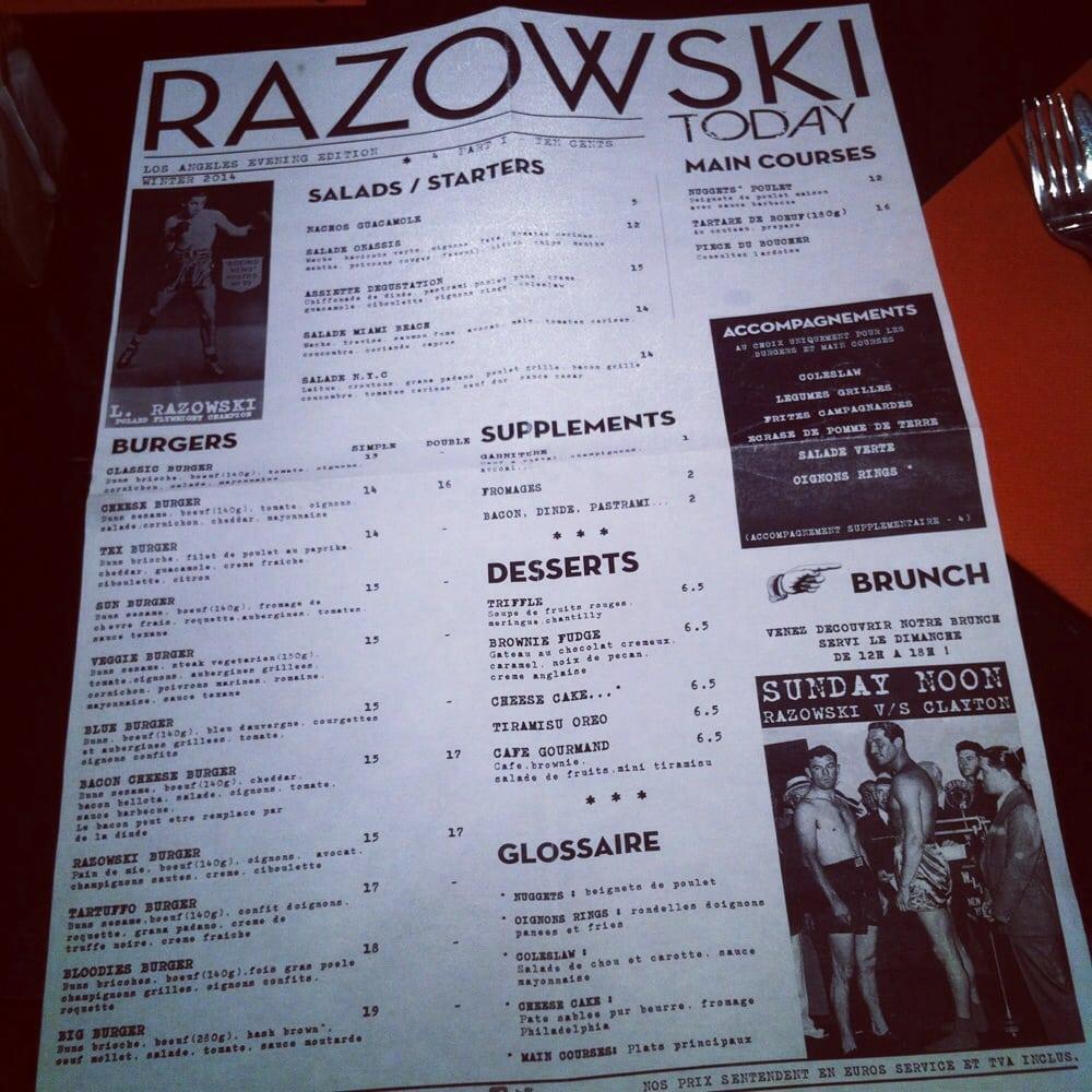 Menu at Restaurant Razowski, Lyon