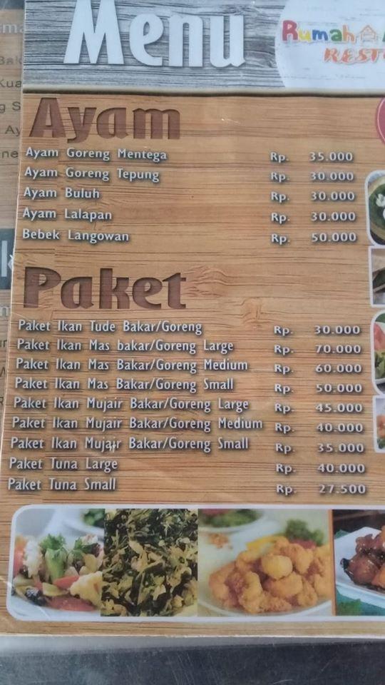 Menu at Rumah Alam Restaurant, Manado