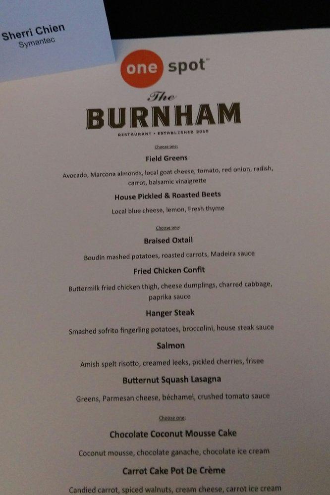 Menu at The Burnham restaurant, Cleveland