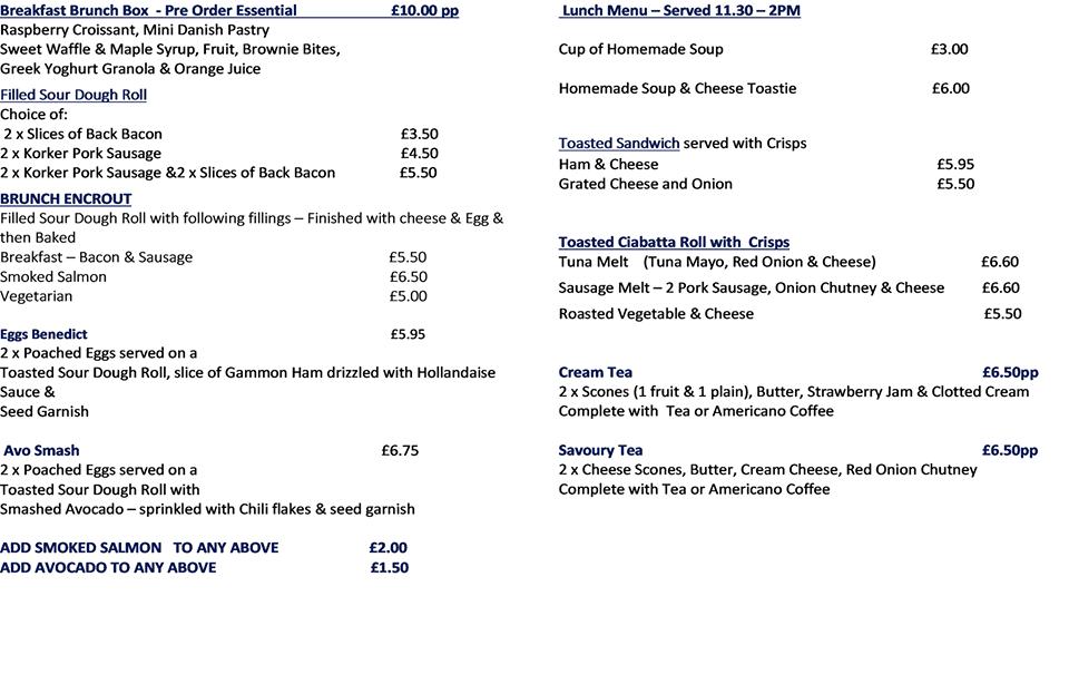 Menu at The Mews Brewhouse cafe, Iwade