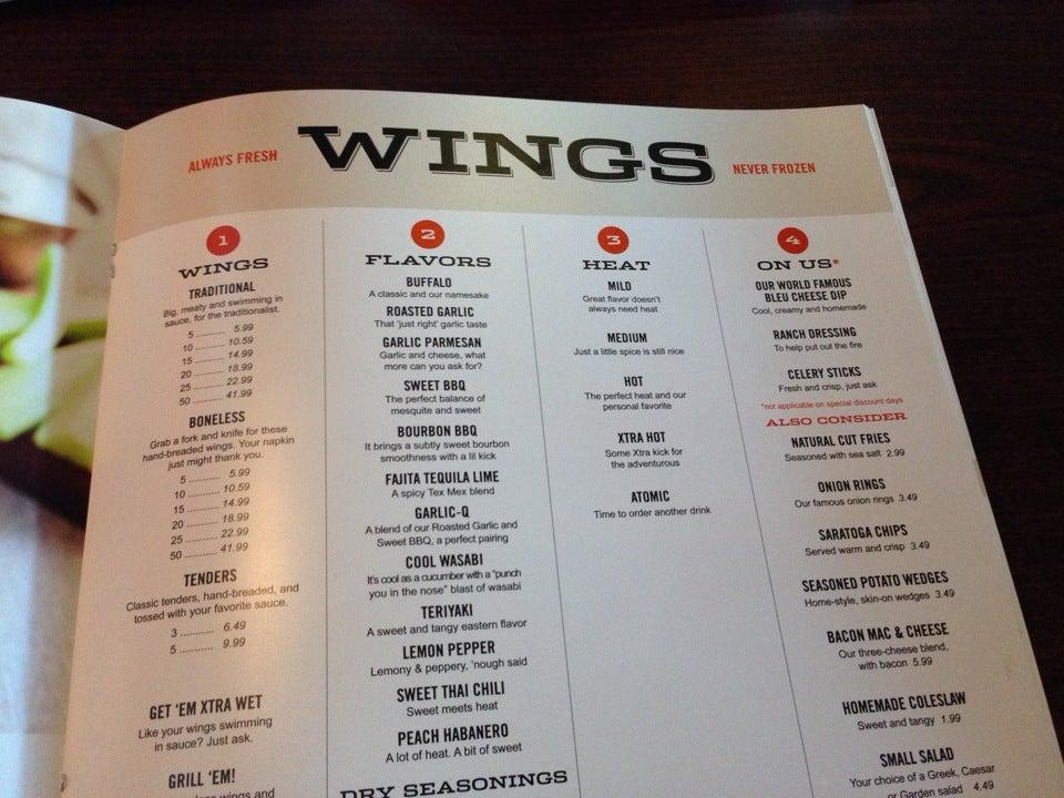 Menu at Wings and Rings restaurant, Rapid City