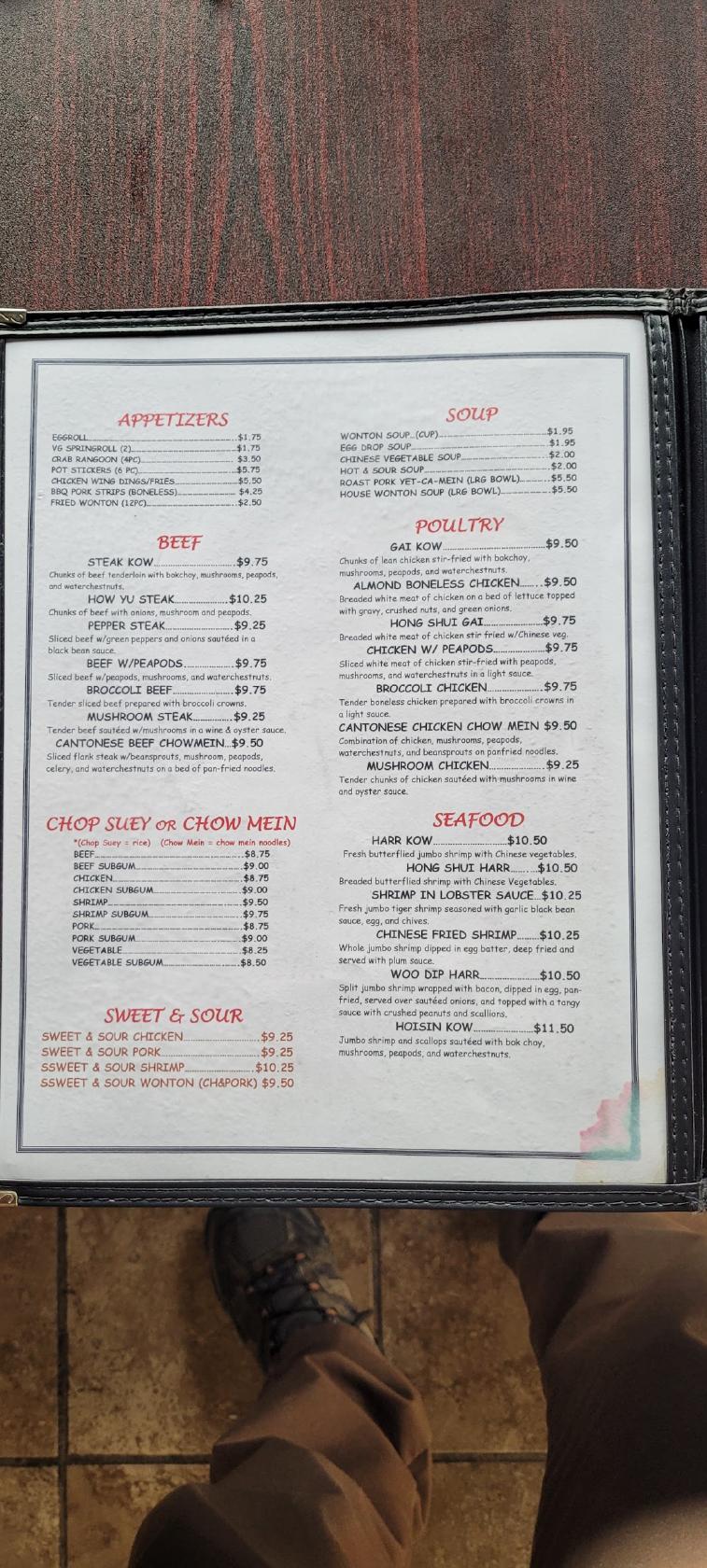 Menu at Dragon Wok restaurant, Saint Clair