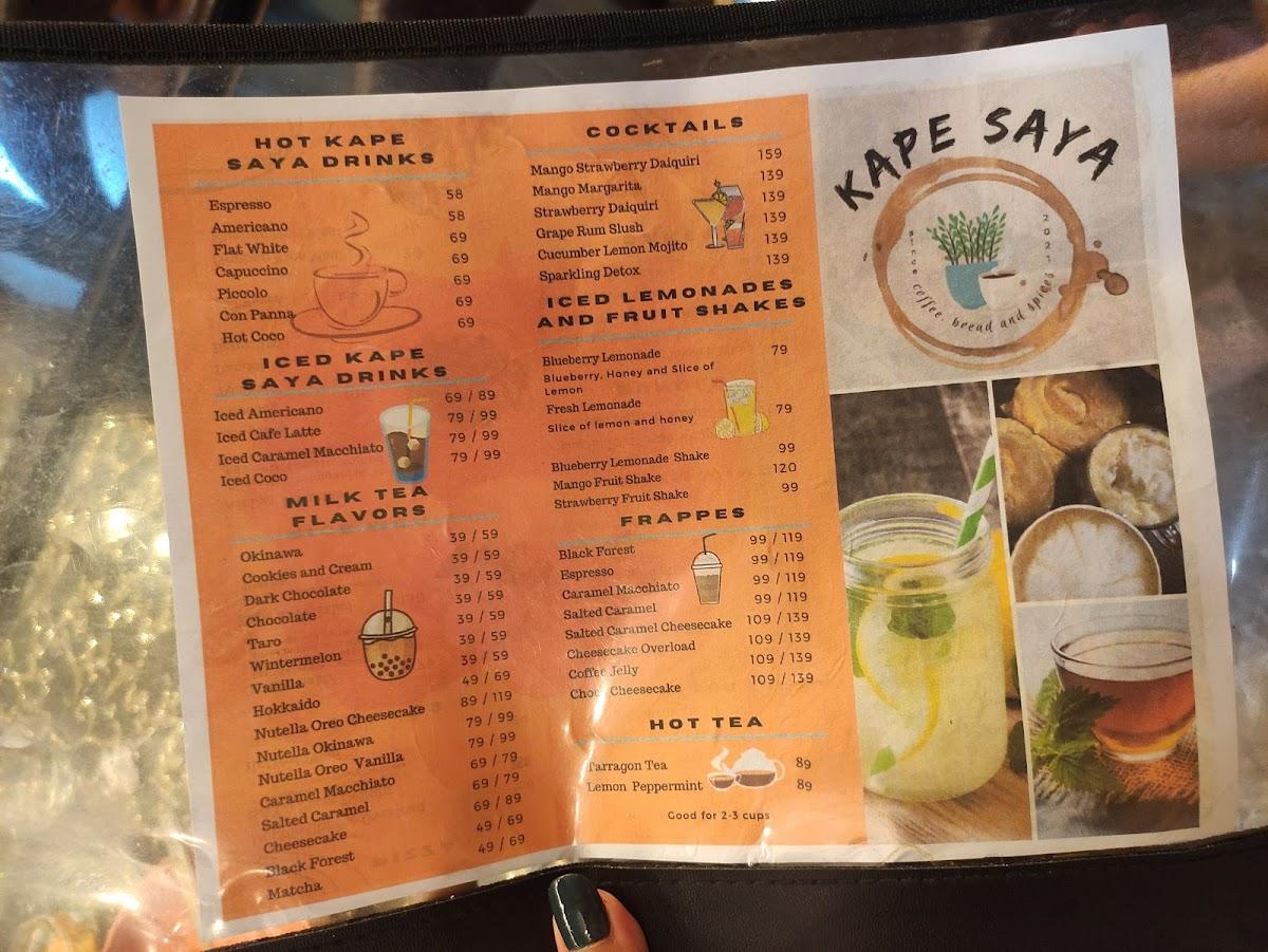 Menu at Kape Saya, Tanay