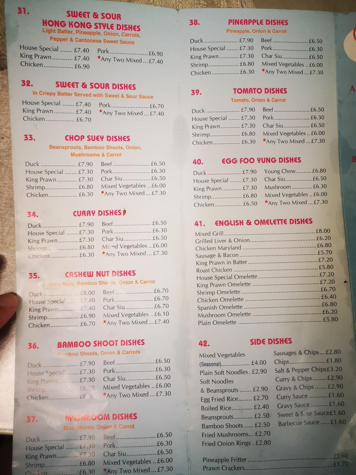 Menu at Ming Chef restaurant, Darlington