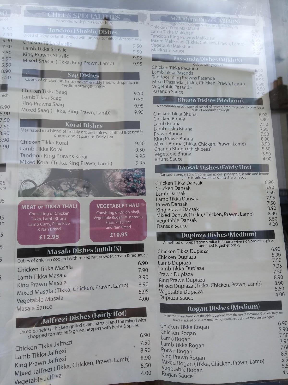 Menu at Brampton Tandoori fast food, Brampton