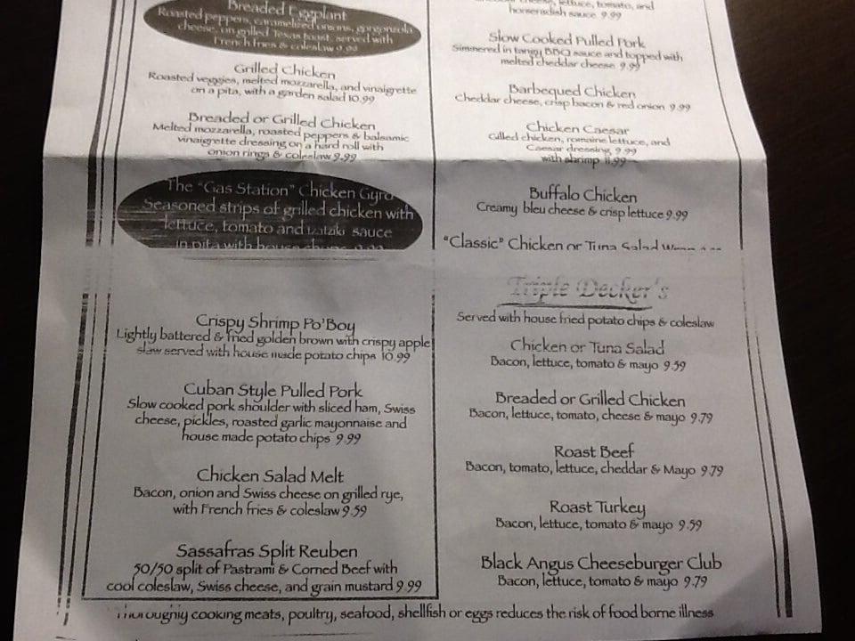 Menu at Sassafras Restaurant & Ice Cream, Shelton
