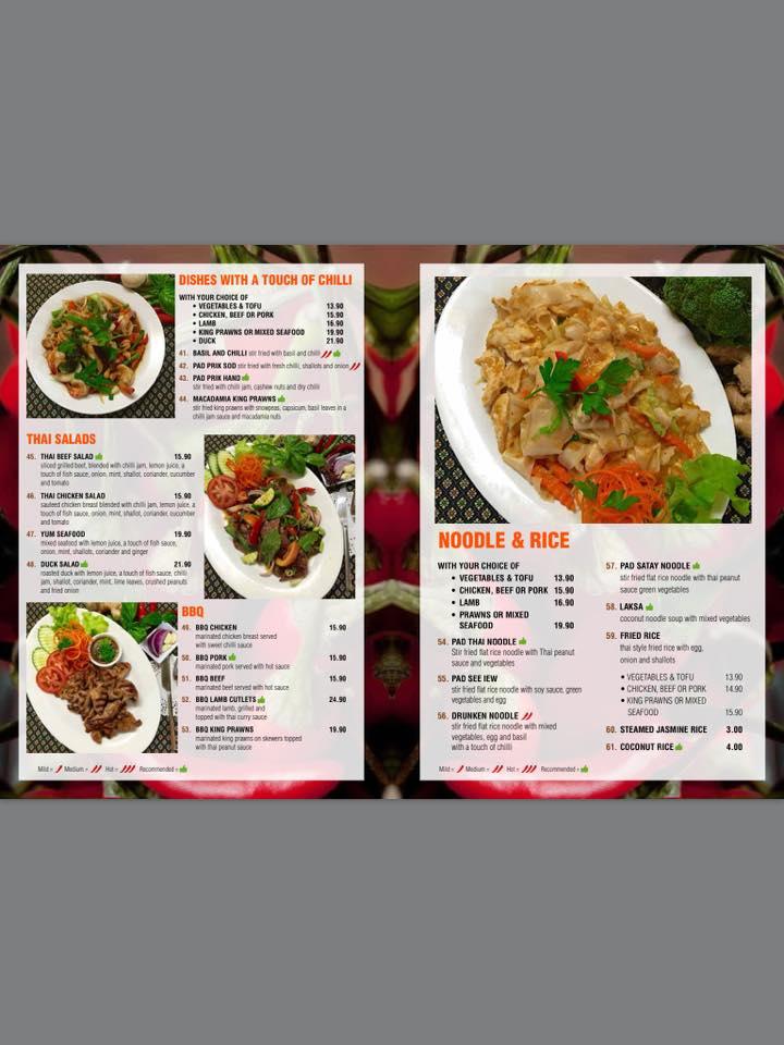 Menu at Sawatdee Thai Restaurant, Batemans Bay
