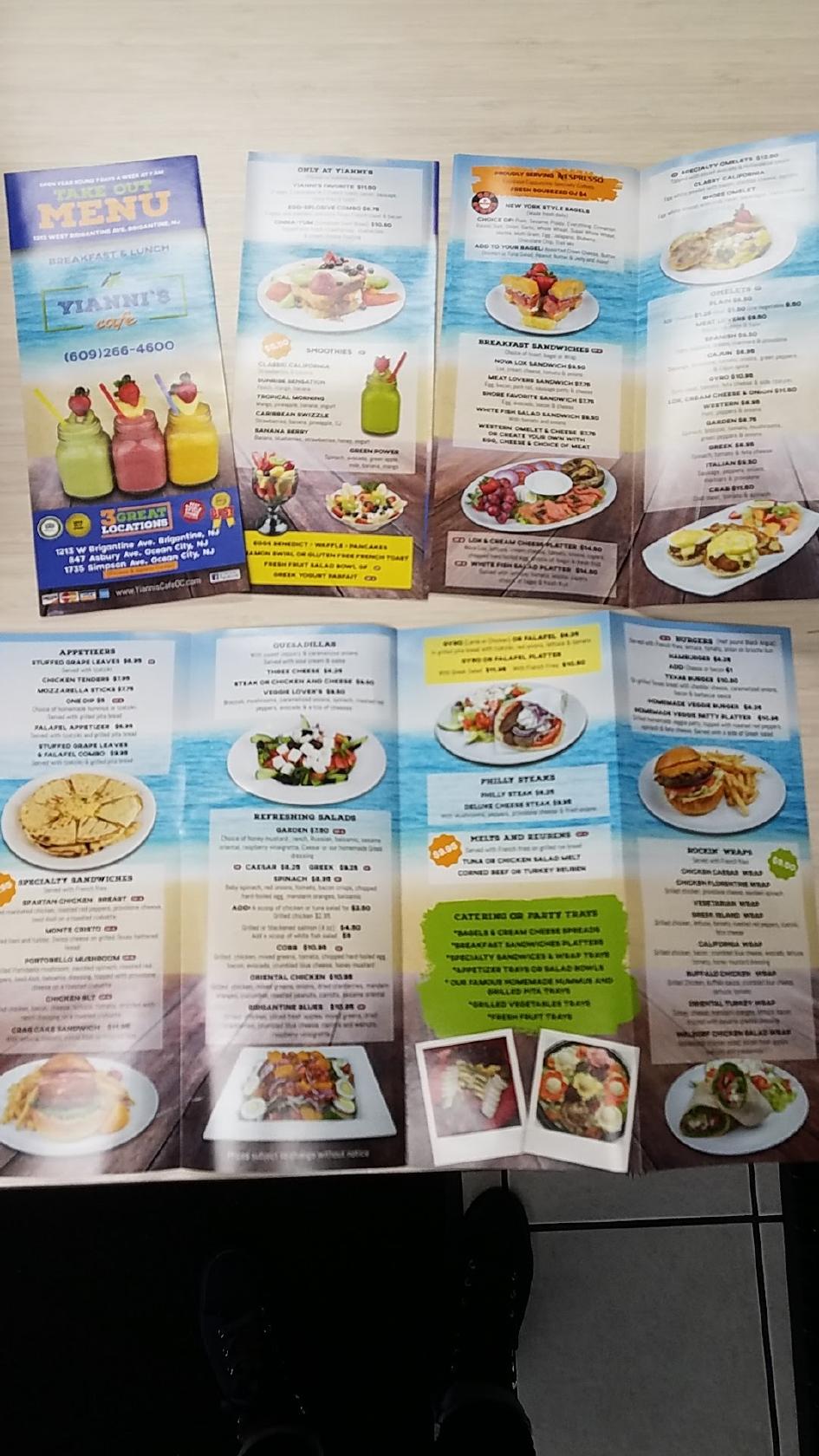Menu at Yianni's Café cafe, Brigantine