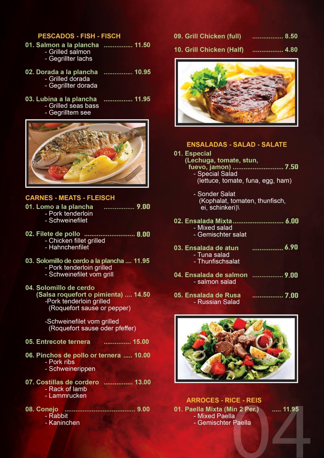 Menu at Bon Appetit restaurant, Can Picafort