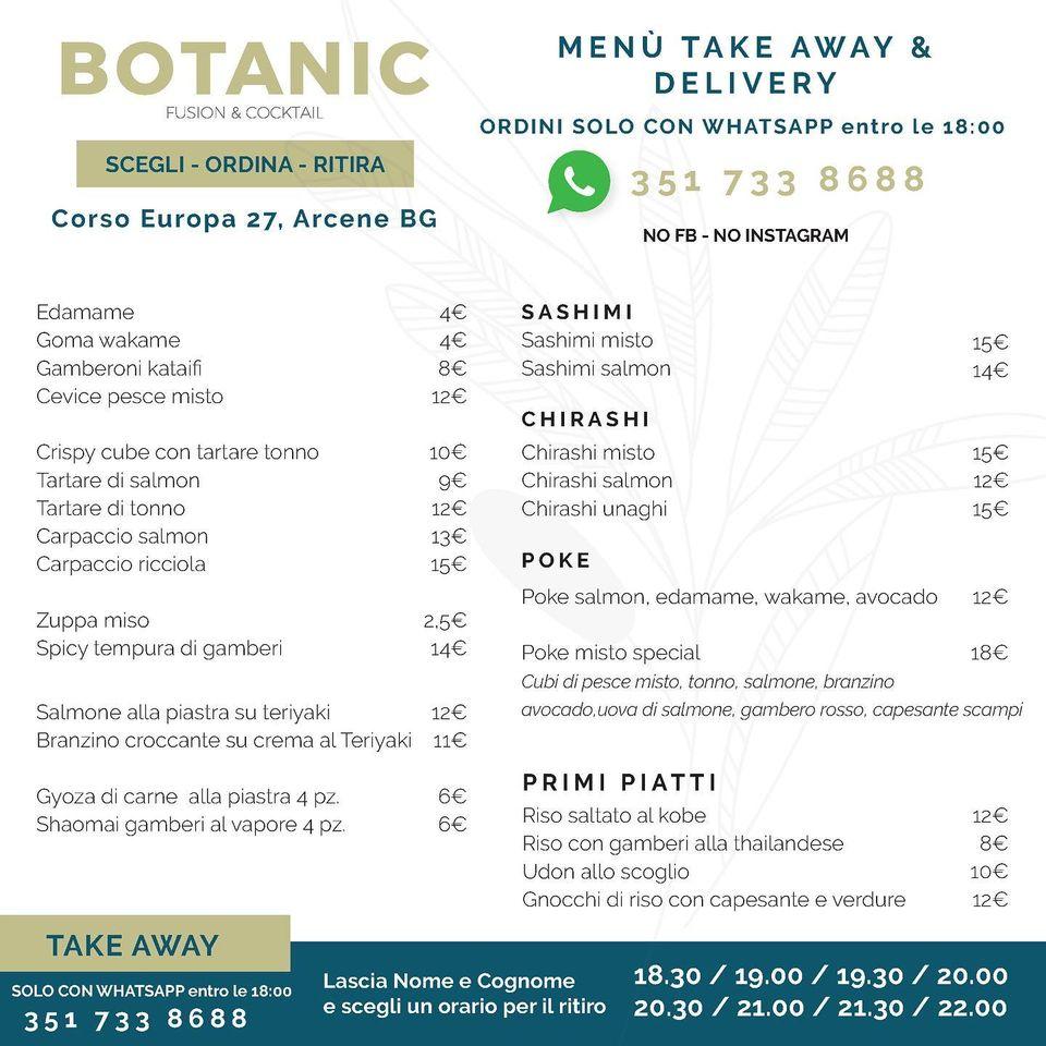 Menu da Botanic Fusion & Cocktail ristorante, Arcene