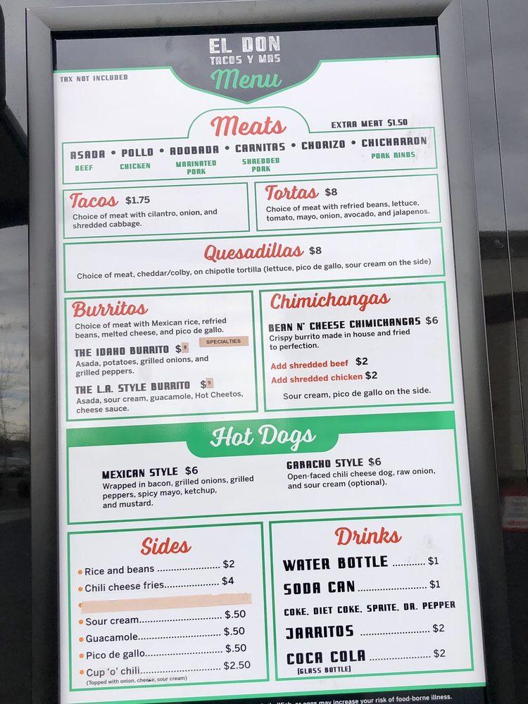 Carta de El Don Tacos Y Mas, Boise