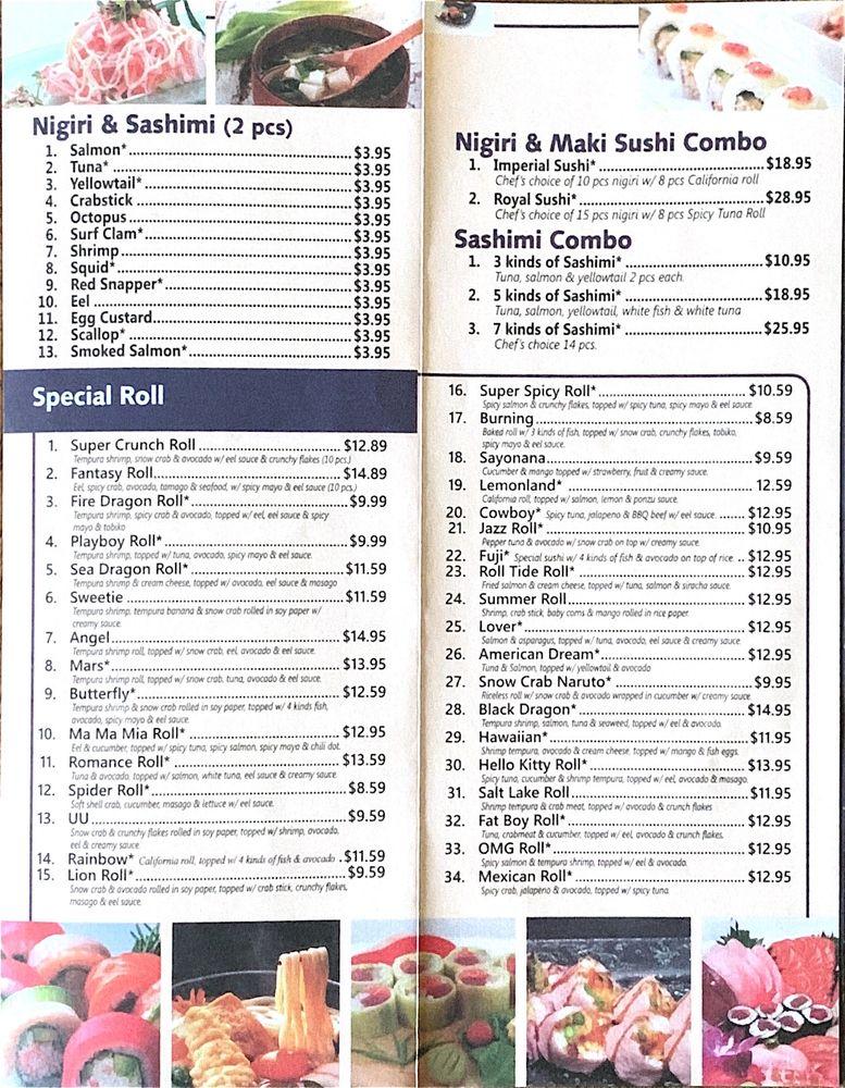 Menu at Ichiban restaurant, Heber City