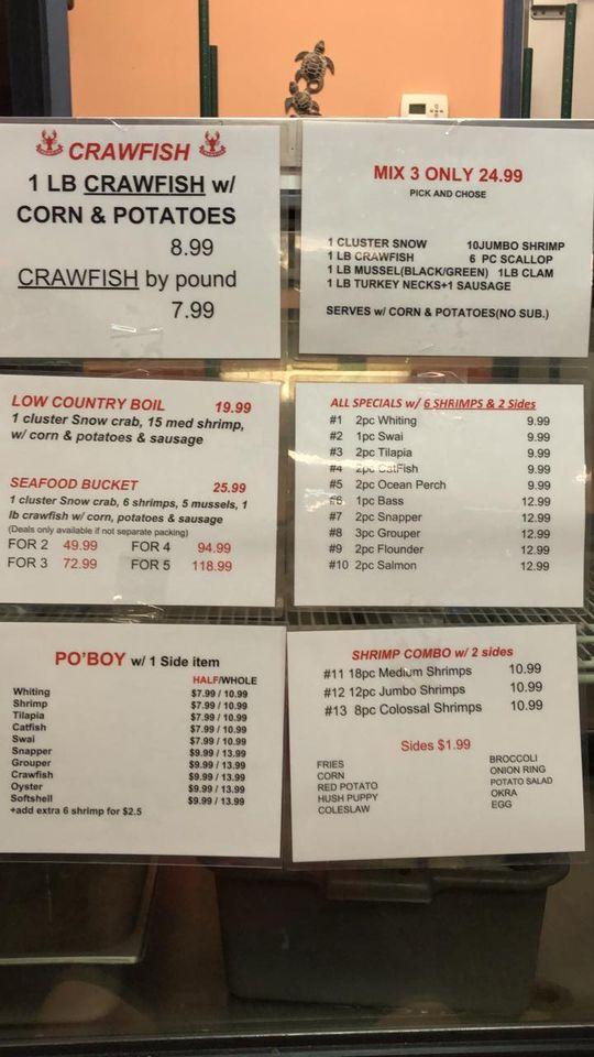 Menu at JD Crawfish New Orleans Seafood restaurant, Conyers