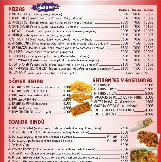 Menu at Kebab El Sultan pub & bar, Seville