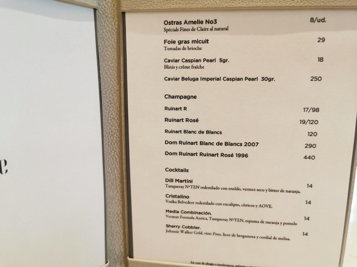 Carta del restaurante Saddle Madrid, Madrid, C. Amador del los Ríos