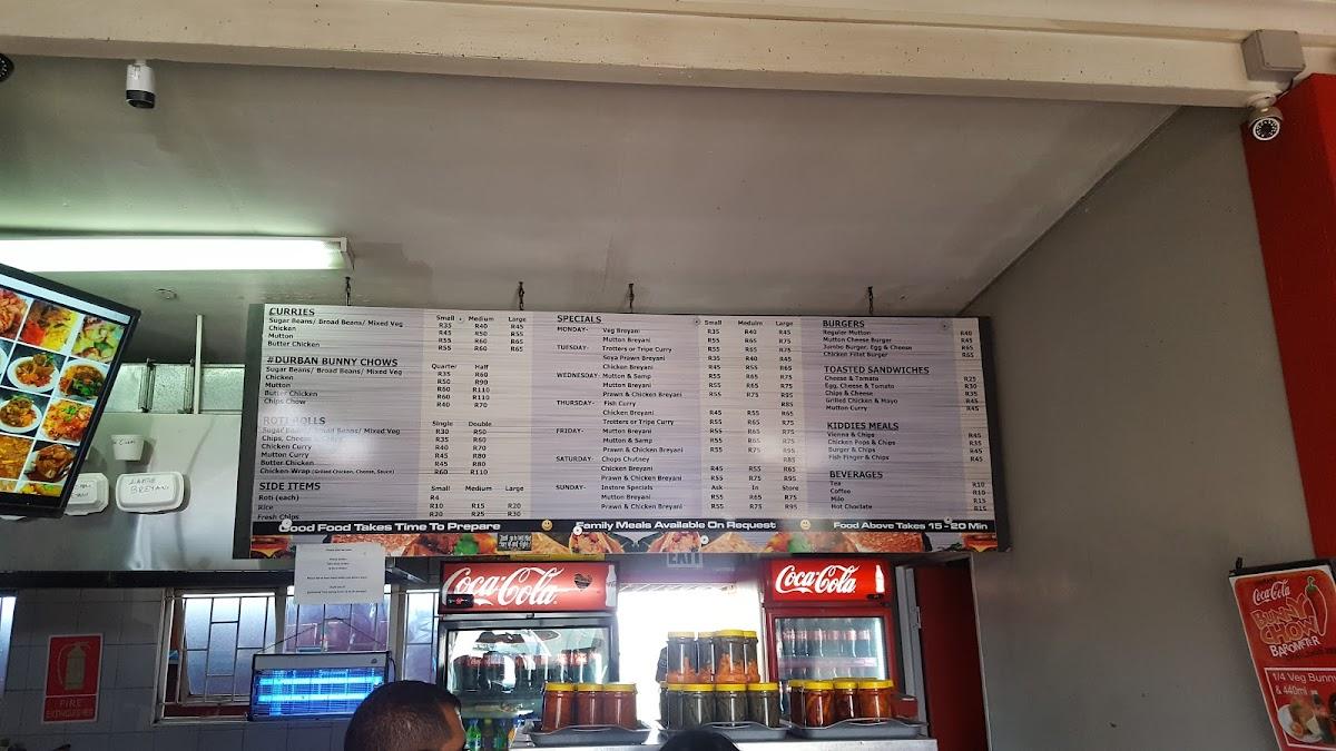 Menu at The Curry O's restaurant, Pinetown