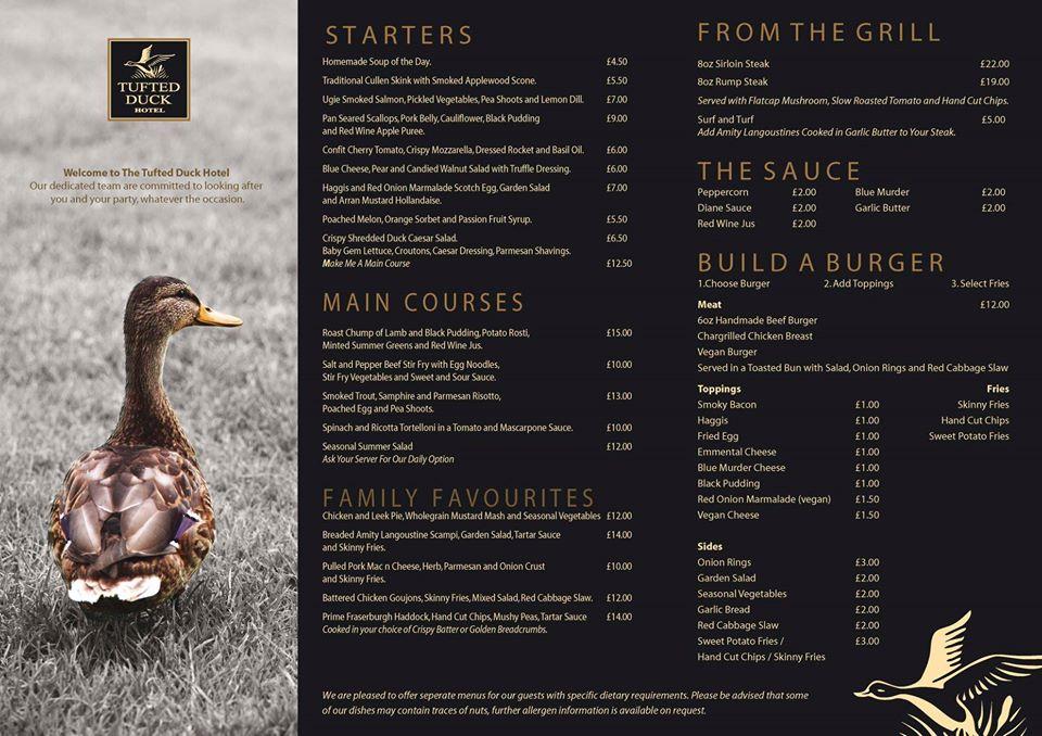 Menu at The Tufted Duck restaurant, Saint Combs