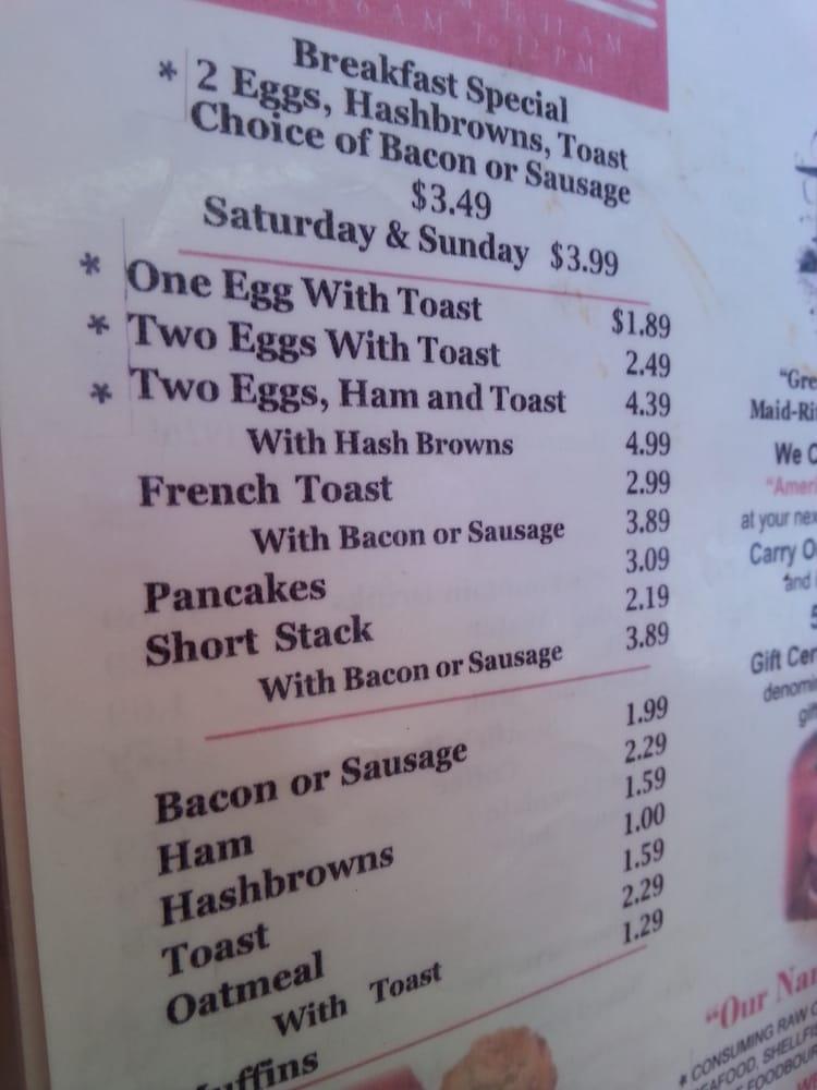 Menu at Maid-Rite restaurant, Dubuque