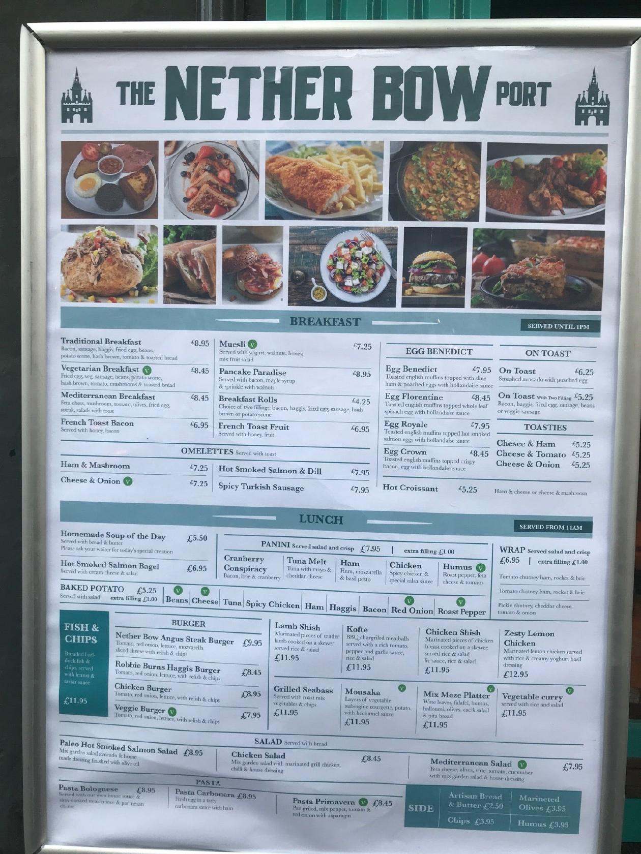Menu at The Nether Bow Port Cafe & Bistro, Edinburgh