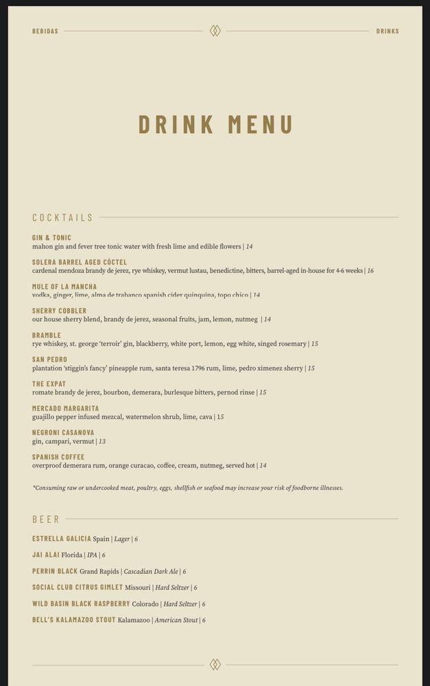 Menu at MDRD pub & bar, Grand Rapids