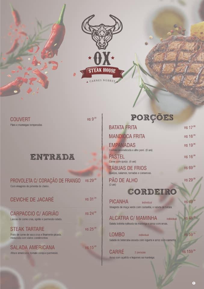 Menu em OX Na Brasa restaurante, Dourados