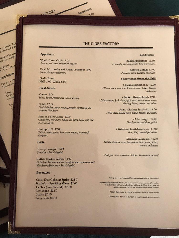 Menu at The Cider House at Canvas Cafe, Virginia City