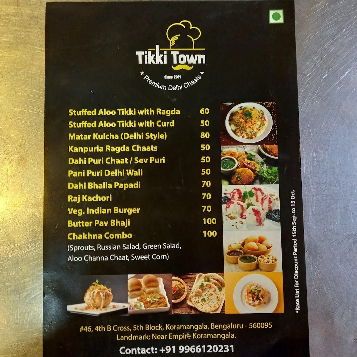 Menu at Tikki Town Koramangala, Bengaluru