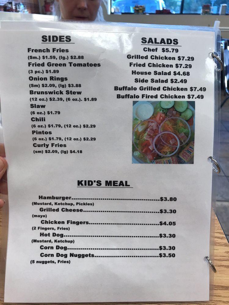 Menu at Russell's Diner restaurant, Cedartown