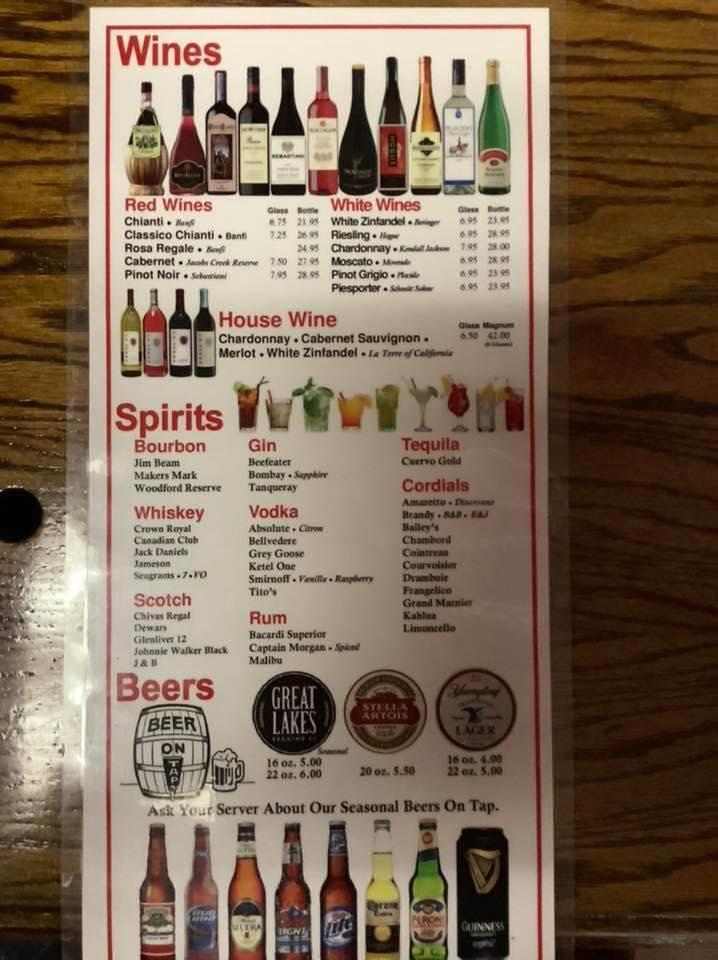 Menu at The Warehouse Delaware restaurant, Delaware
