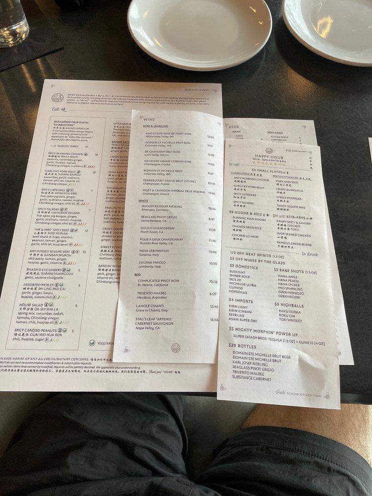 Menu at Dashi, San Antonio