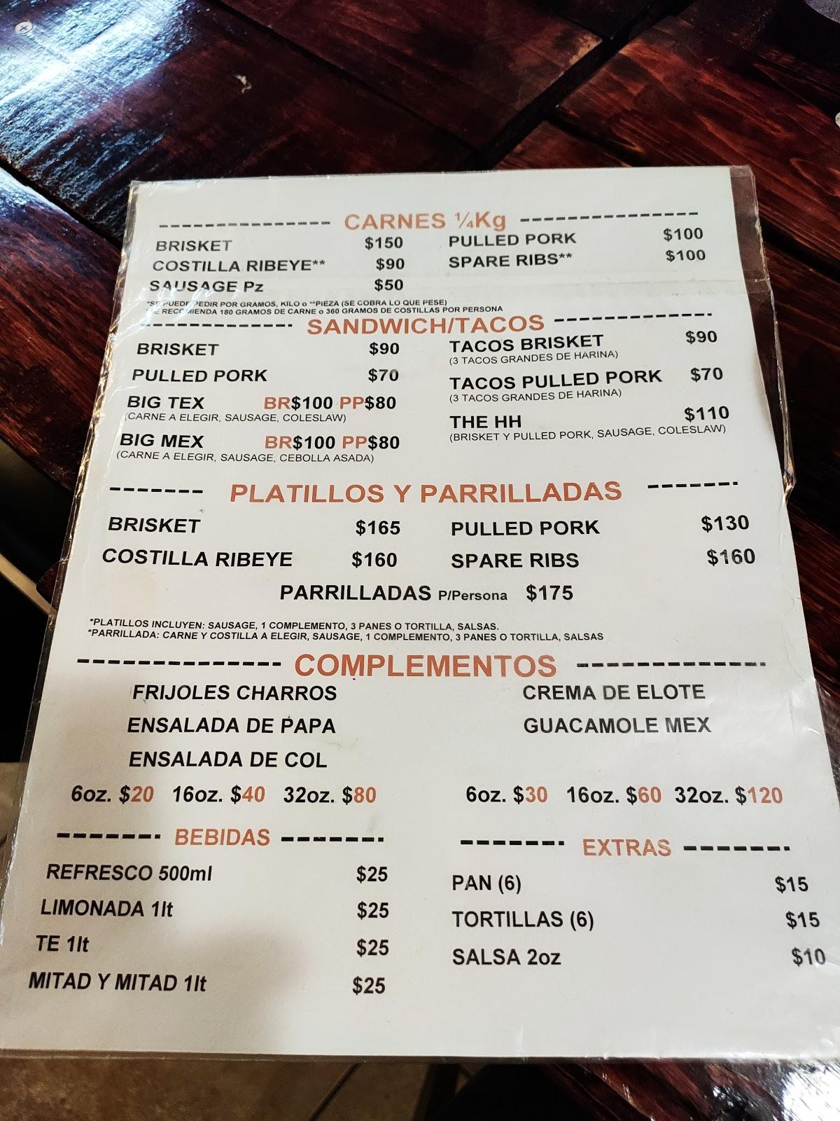 Carta de HACER HUMO BBQ, Nuevo Laredo