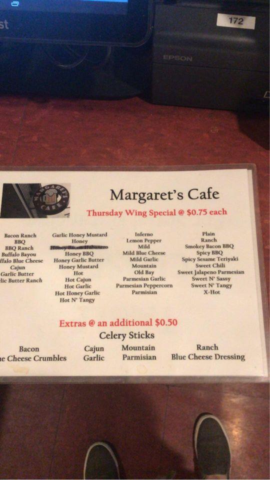 Menu at Margaret's Cafe, Toronto