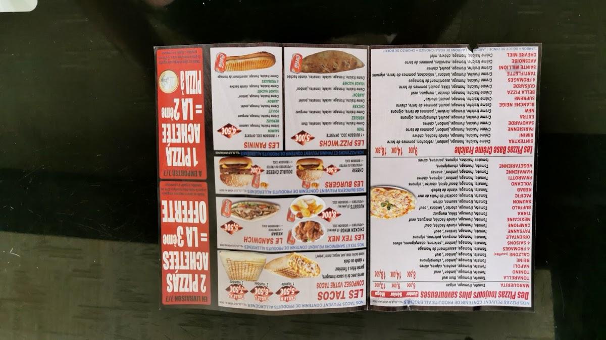 Menu au PRONTO PIZZA restaurant, Guise