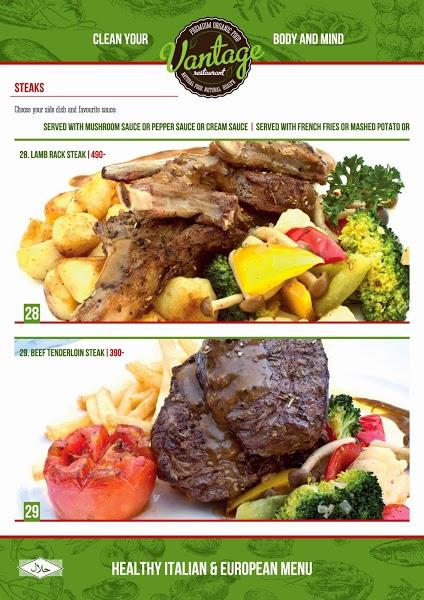 Menu at Vantage Resort, Pattaya City