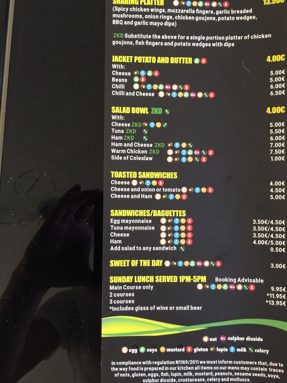Carta del restaurante ZEST, Gran Alacant