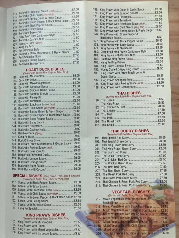 Menu at Lucky 888 restaurant, Wick