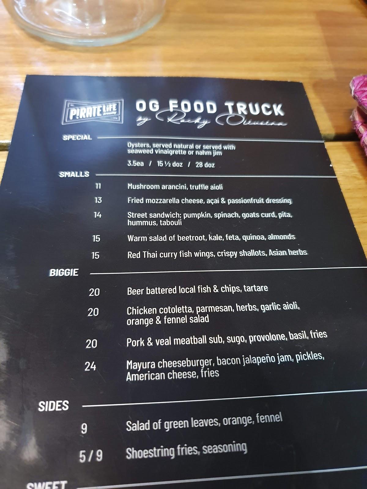 Menu at Pirate Life Brewing pub & bar, Port Adelaide