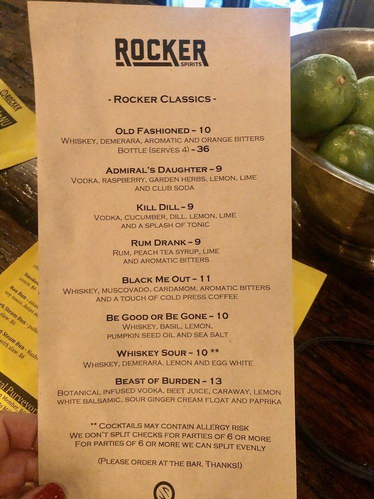 Menu at Rocker Spirits pub & bar, Littleton