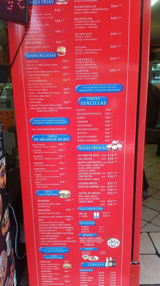 Menu at Super Tortas La Bendición restaurant, Guadalajara