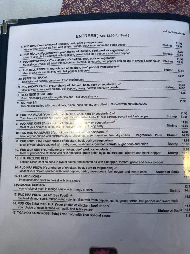 Menu at Thai Taste restaurant, Indianapolis, E 82nd St