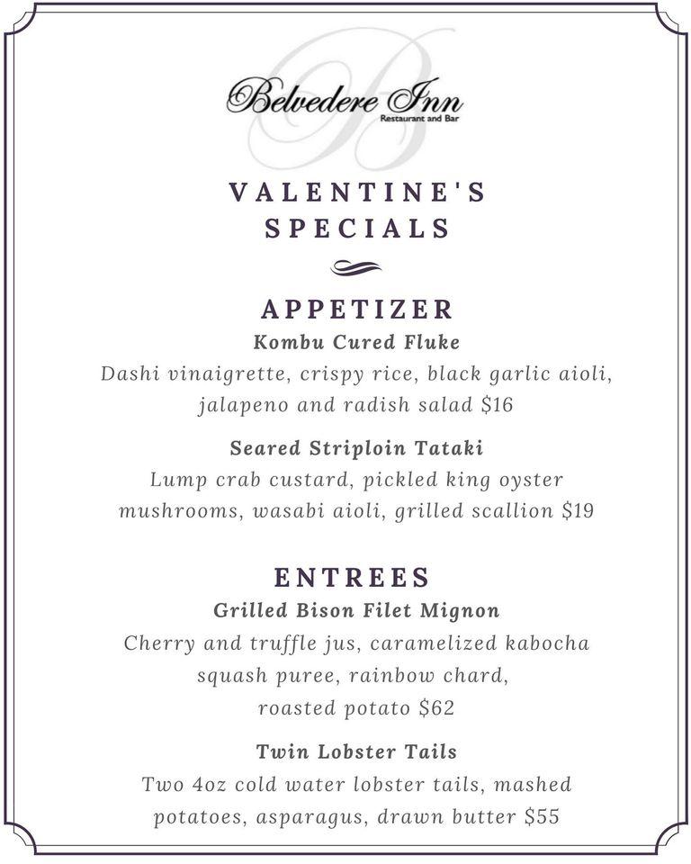 Menu at The Belvedere Inn restaurant, Lancaster