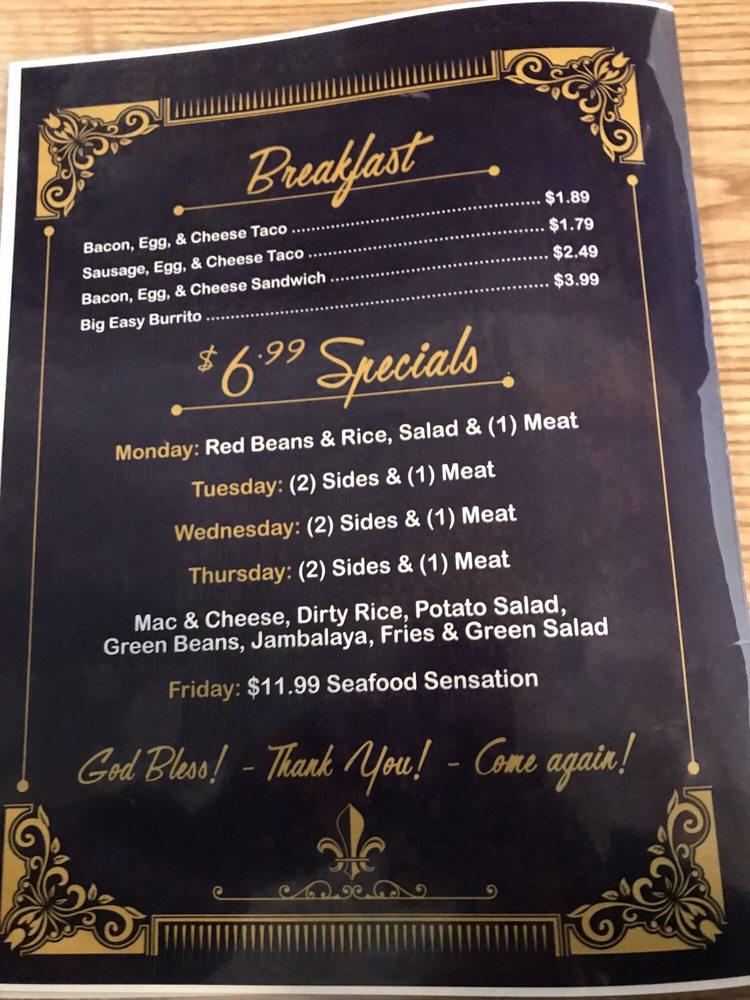 Menu at The Remnant Of Nawlins restaurant, Bryan