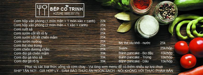 Menu at Bếp cô Trinh, Da Nang, Nguyễn Tất Thành