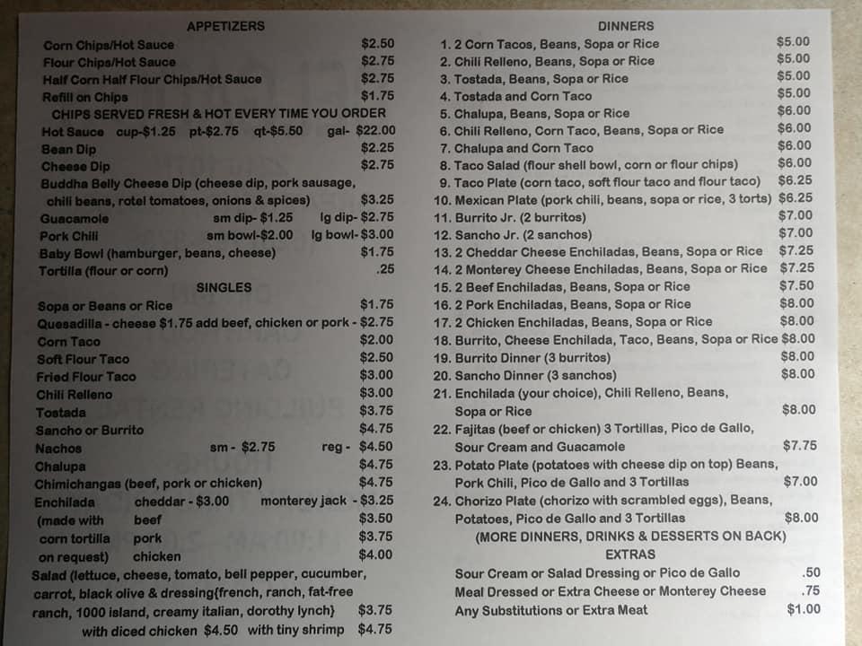 Menu at Delgado's restaurant, Great Bend
