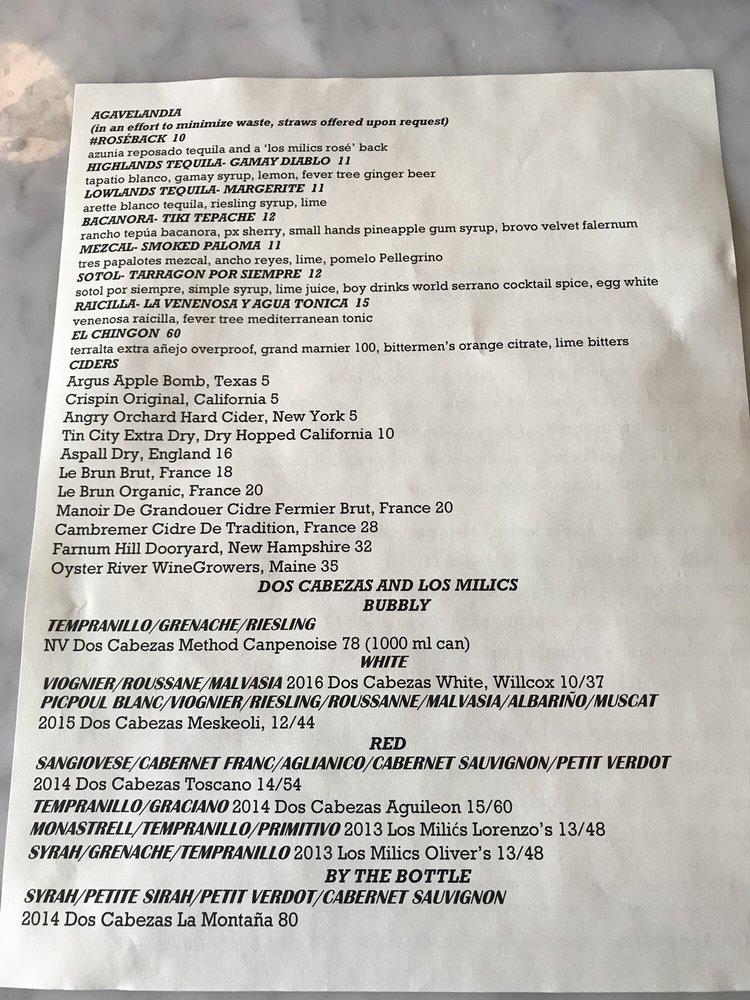 Menu at FnB Restaurant, Scottsdale